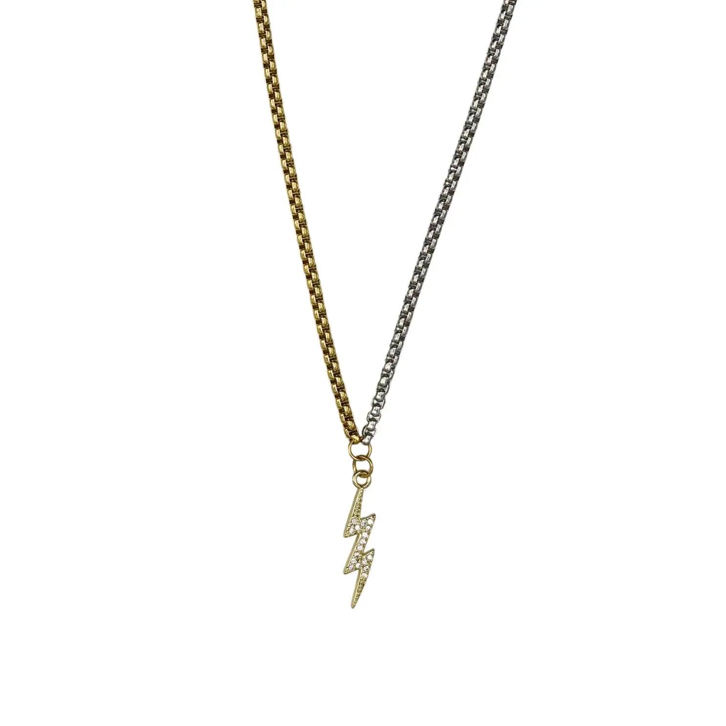 Lightening Bolt Necklace Mixed Metal Ahava J