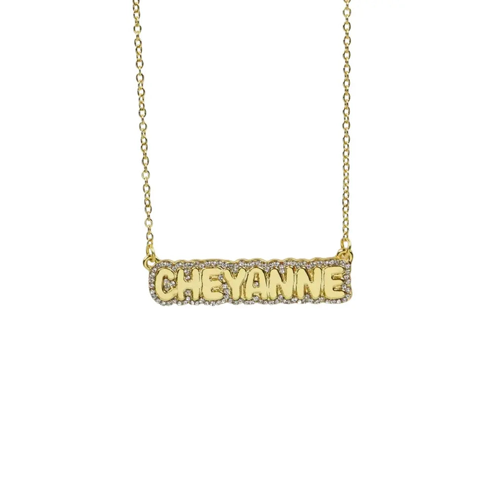 Custom Crystal Bubble Nameplate Necklace - Ahava J